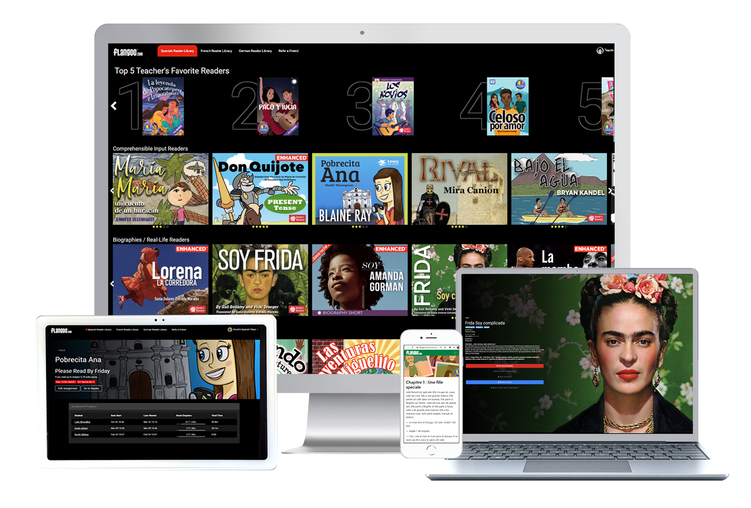 Digital Spanish French And German Readers Flangoo 2048